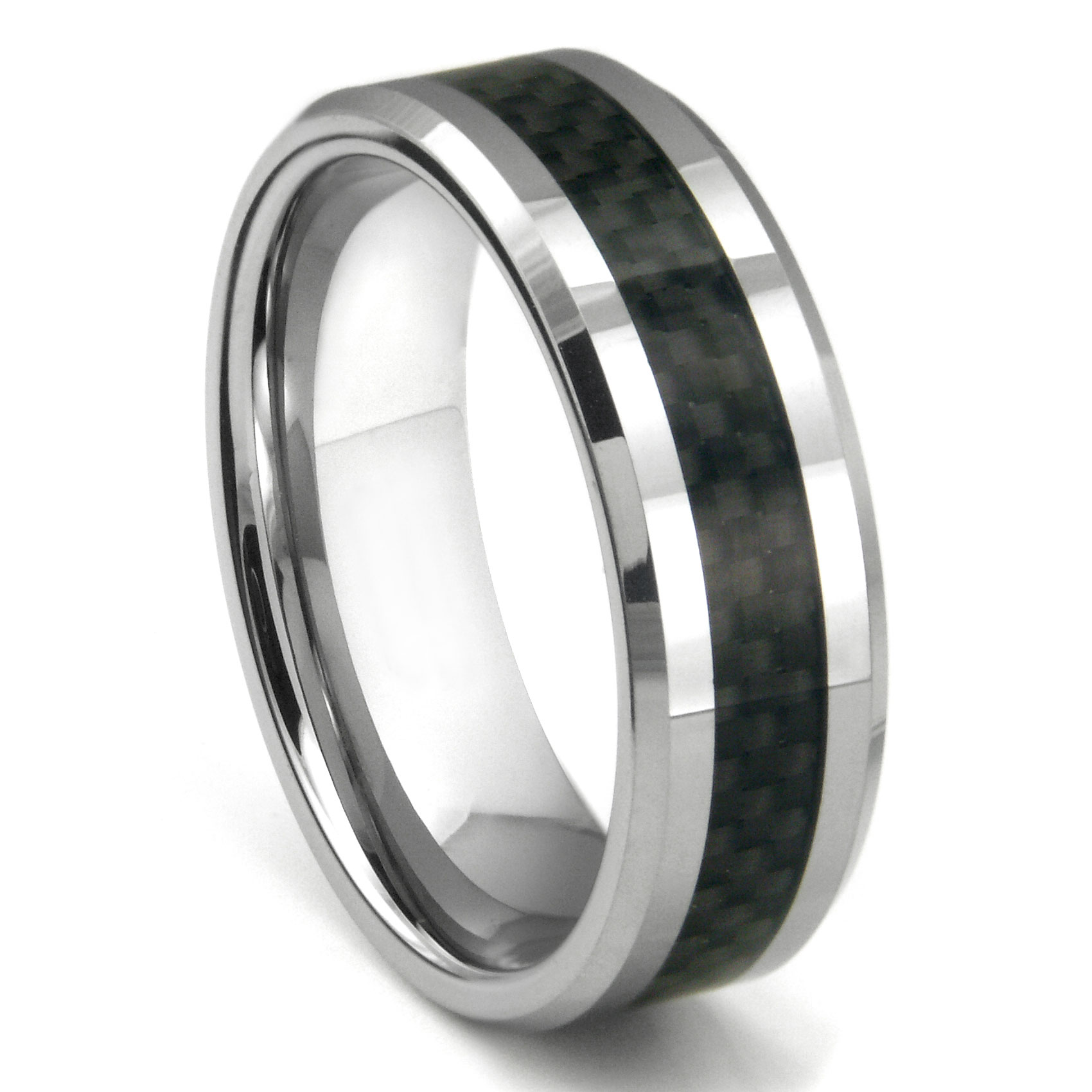 BOMANI Tungsten Carbide Carbon Fiber Ring BOMANI Tungsten Carbide Carbon Fiber Ring