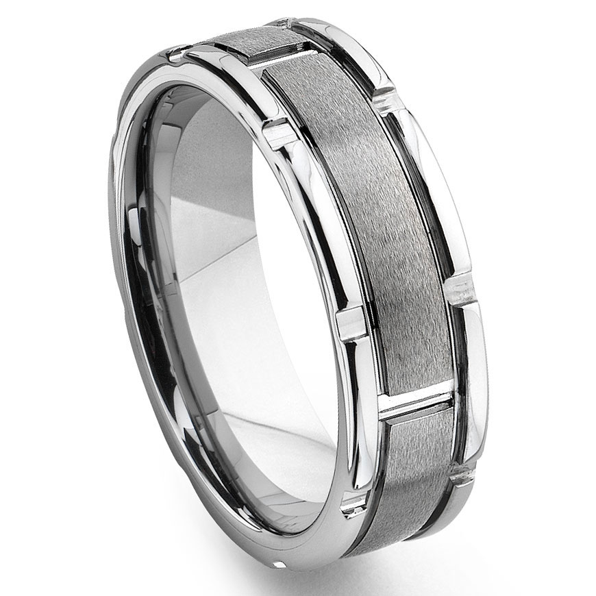 Tungsten Carbide Grooved Wedding Band Ring Tungsten Carbide Grooved Wedding Band Ring
