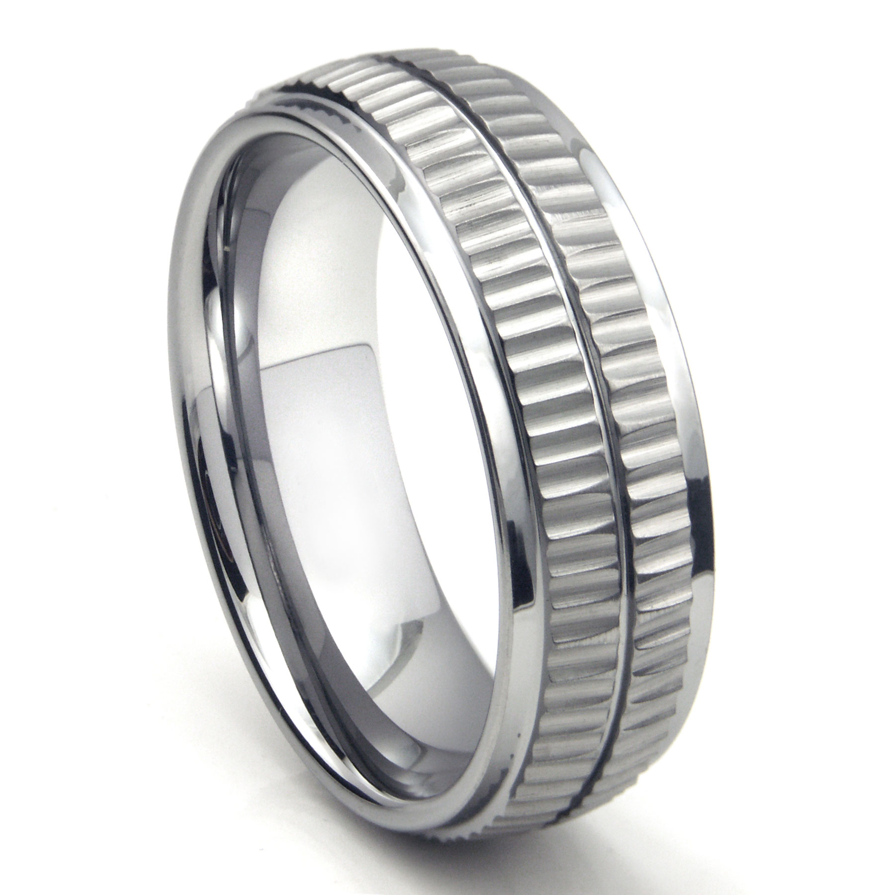 Tungsten Carbide Double Coin Edge Wedding Band Ring Tungsten Carbide Double Coin Edge Wedding Band Ring