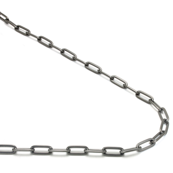 Gunmetal Grey Titanium 5MM Paper Clip Link Necklace Chain